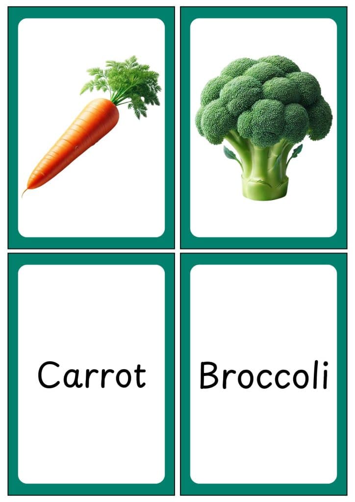 24 Vegetable Flashcards (Free to Print!) - Teach Prints