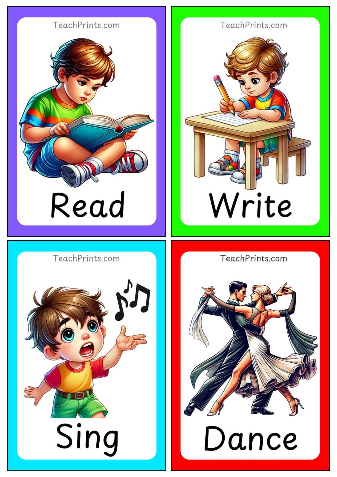 School Activities Flashcards (Free to Print!) - Teach Prints