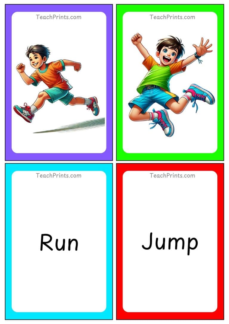 50 First Verbs Flashcard Set (Free to Print!) - Teach Prints