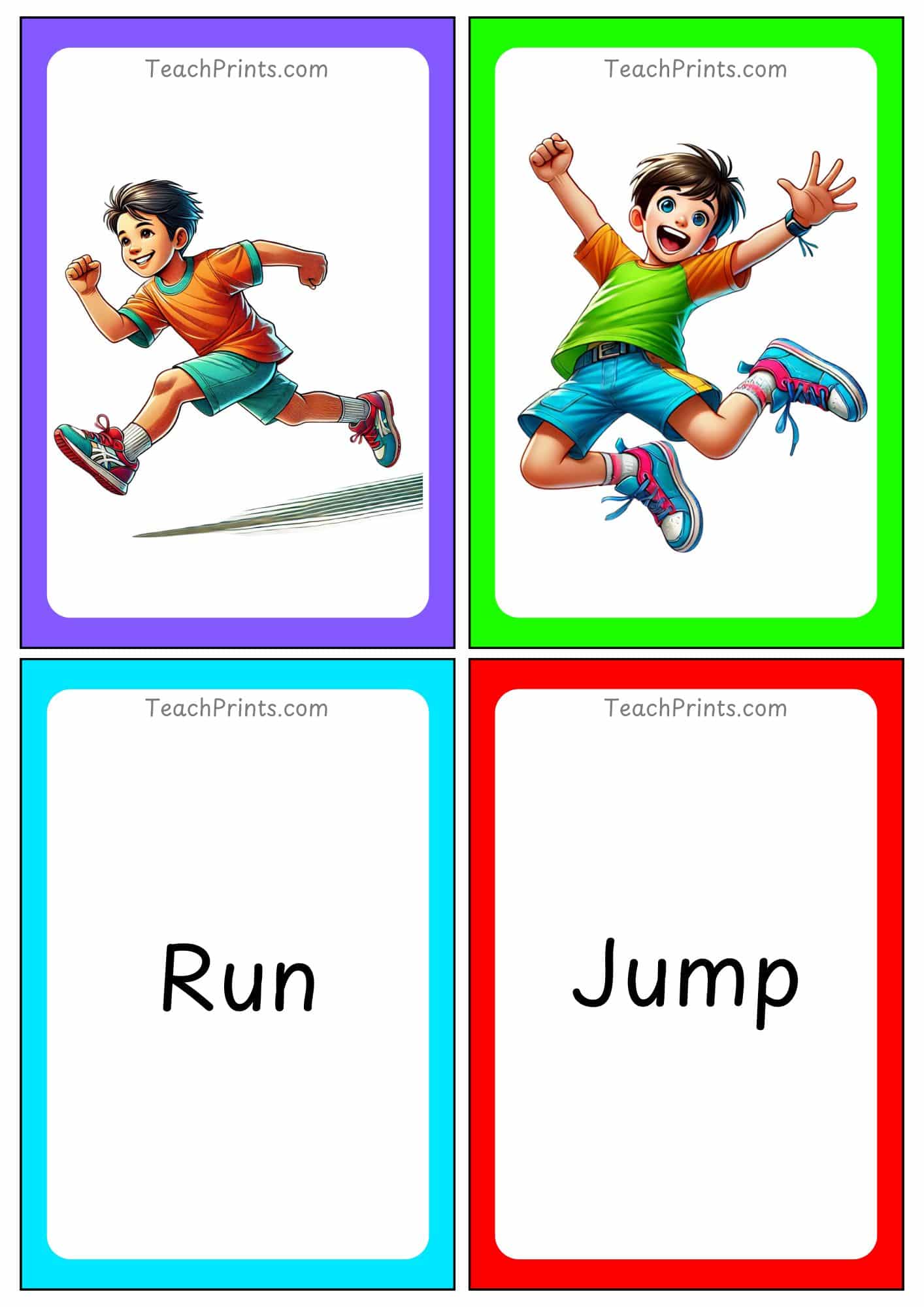 50 First Verbs Flashcard Set (Free to Print!) - Teach Prints