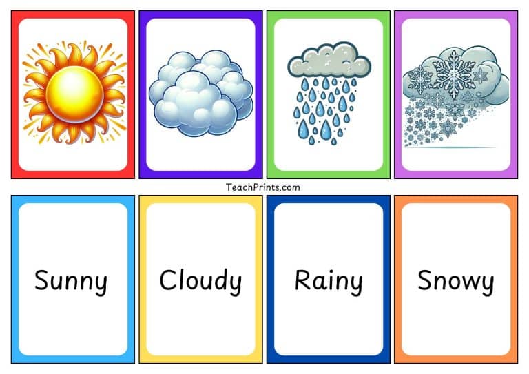Weather Flashcards (Free to Print!) - Teach Prints