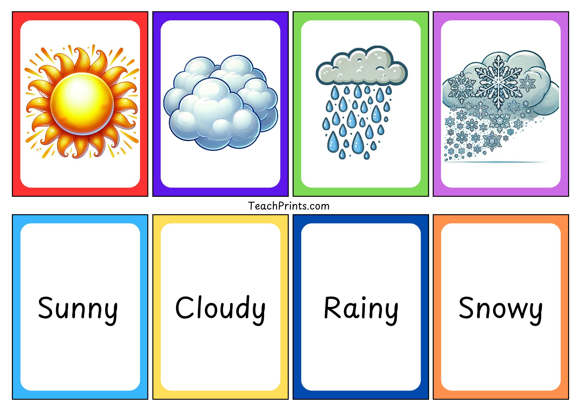Weather Flashcards (Free to Print!) - Teach Prints