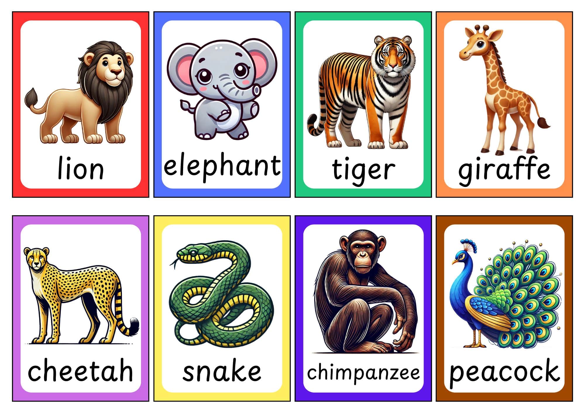 Animals Flashcards (64 Animals!) - Free Printables - Teach Prints
