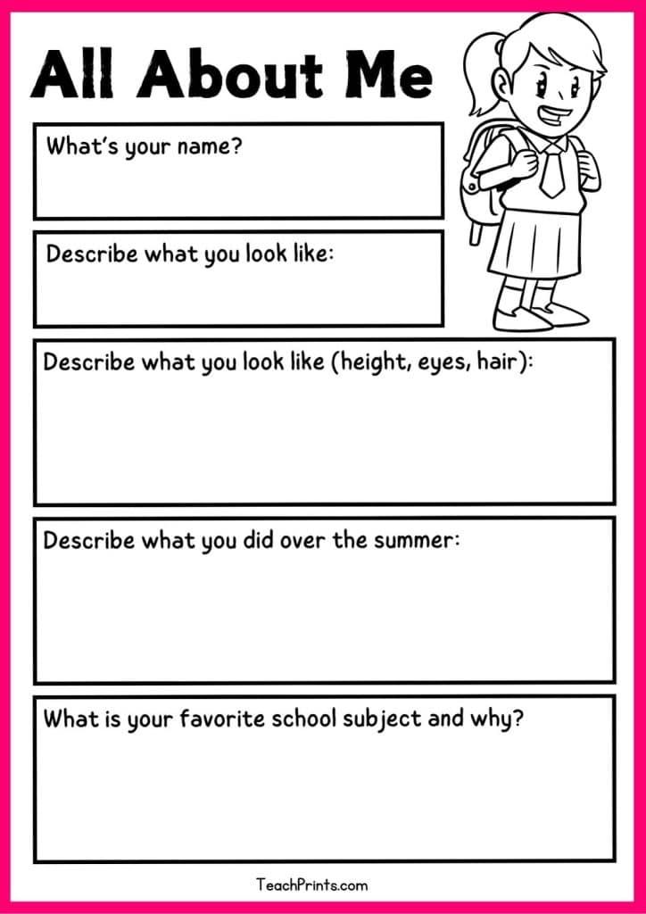 9 Free All About Me Worksheets (Printables) - Teach Prints