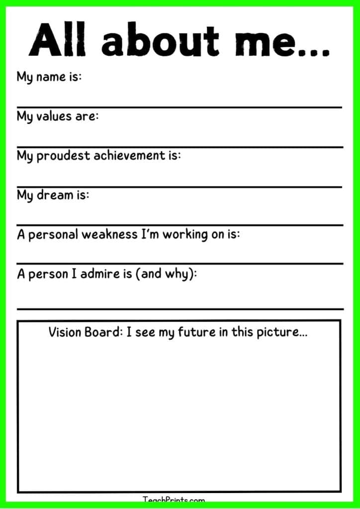 9 Free All About Me Worksheets (Printables) - Teach Prints