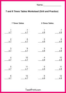 Free Eight Times Tables Worksheets (8 Versions) - Teach Prints