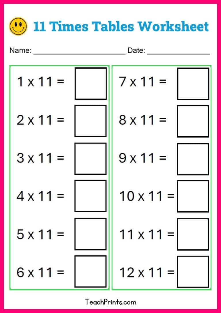 Free Five Times Tables Worksheets (8 Versions) - Teach Prints