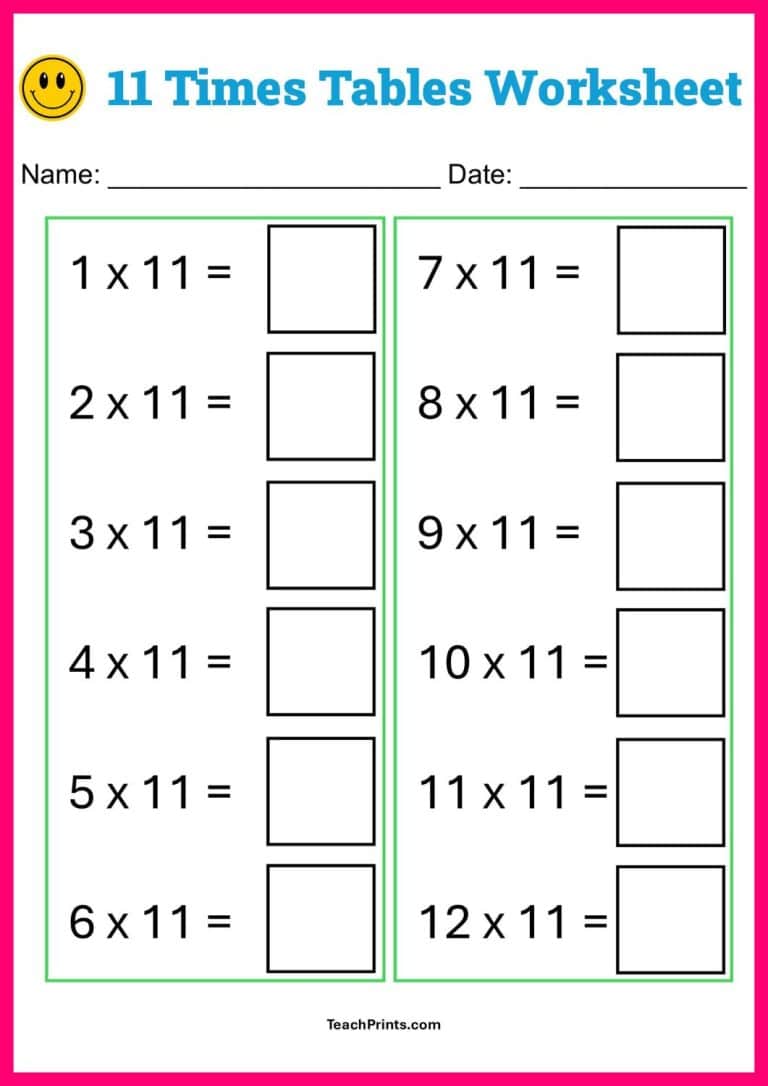 Multiplication Worksheets (Free Printables) - Teach Prints