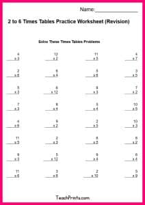 Free Six Times Tables Worksheets (8 Versions) - Teach Prints