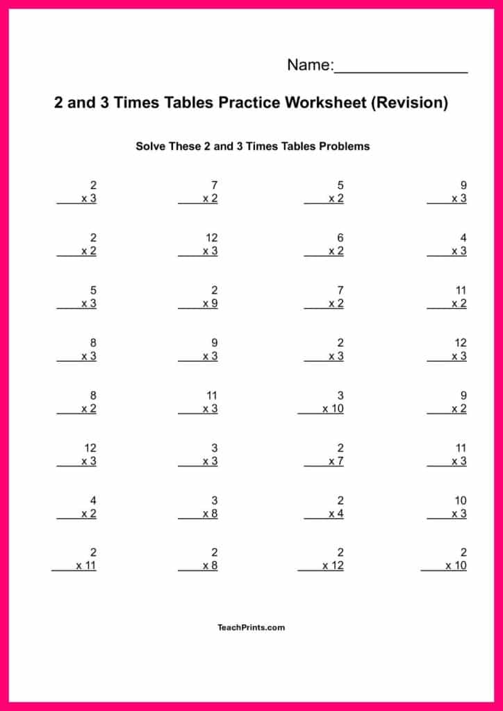 Free Three Times Tables Worksheets (8 Versions) - Teach Prints