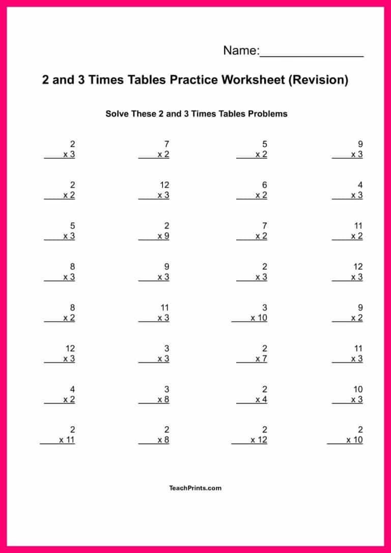 Free Three Times Tables Worksheets (8 Versions) - Teach Prints