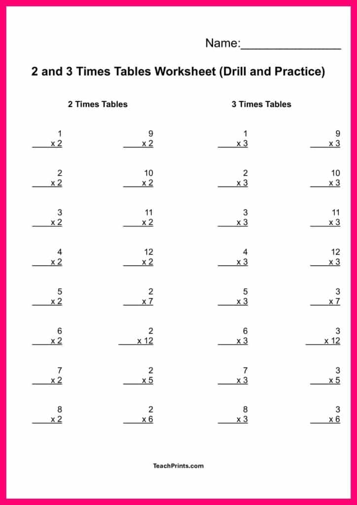 Free Three Times Tables Worksheets (8 Versions) - Teach Prints