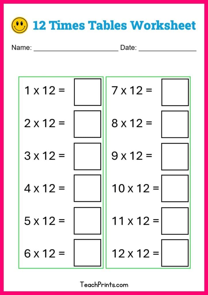 Free Five Times Tables Worksheets 8 Versions Teach Prints