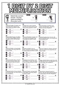 1 Digit by 2 Digit Multiplication Worksheets - Teach Prints