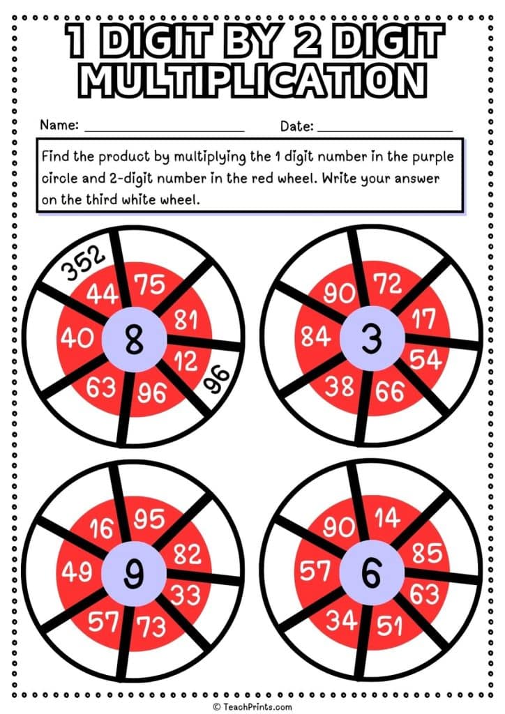 1 Digit by 2 Digit Multiplication Worksheets - Teach Prints