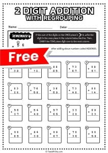 2 Digit Addition With Regrouping Worksheets - Teach Prints