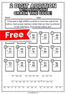 2 Digit Addition With Regrouping Worksheets - Teach Prints