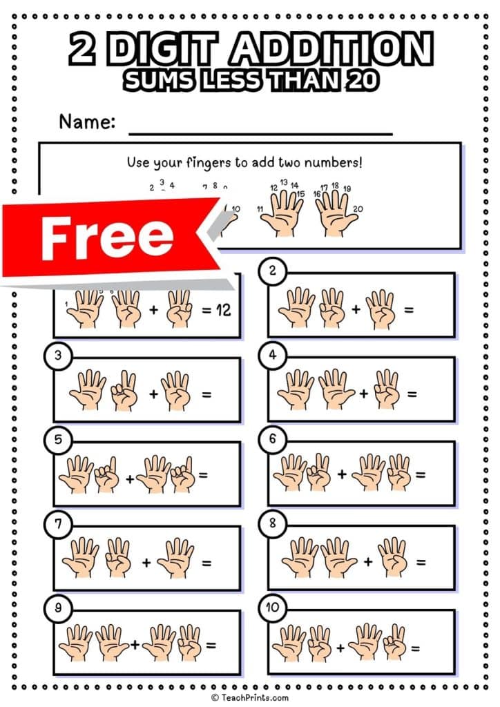 2 Digit Addition Without Regrouping Worksheets - Teach Prints