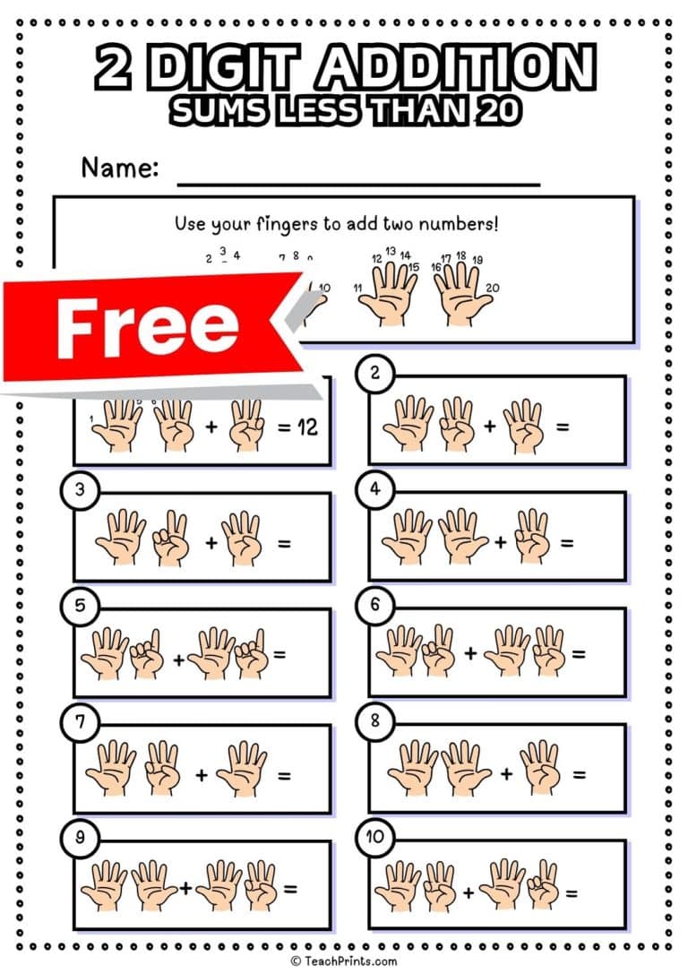 2 Digit Addition Without Regrouping Worksheets - Teach Prints