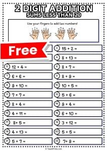 2 Digit Addition Without Regrouping Worksheets - Teach Prints