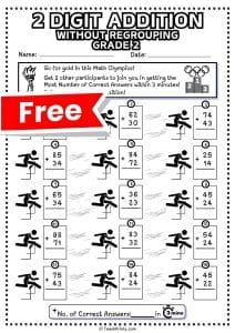 2 Digit Addition Without Regrouping Worksheets - Teach Prints
