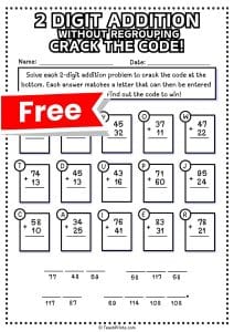 2 Digit Addition Without Regrouping Worksheets - Teach Prints