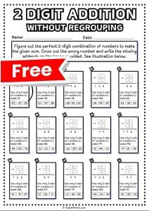 2 Digit Addition Without Regrouping Worksheets - Teach Prints