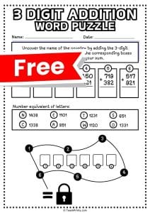 FREE 3 Digit Addition with Regrouping Worksheets - Teach Prints