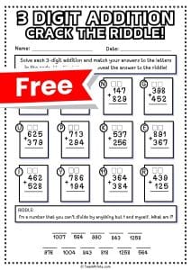 FREE 3 Digit Addition with Regrouping Worksheets - Teach Prints