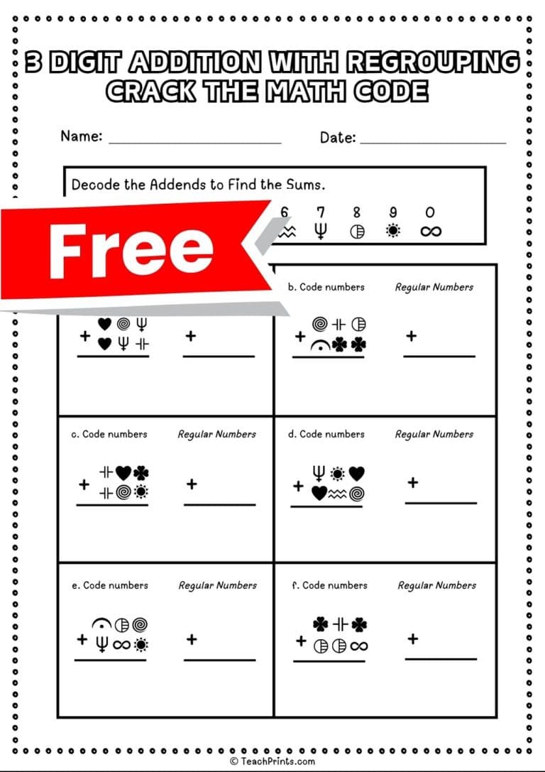 FREE 3 Digit Addition with Regrouping Worksheets - Teach Prints