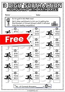 3 Digit Subtraction With Regrouping Worksheets - Teach Prints
