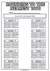 Free Rounding to the Nearest 1000 Worksheets - Teach Prints