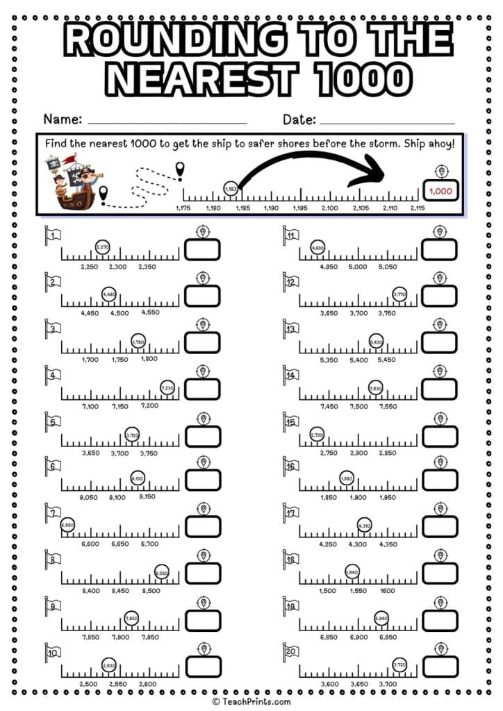 Free Rounding to the Nearest 1000 Worksheets - Teach Prints
