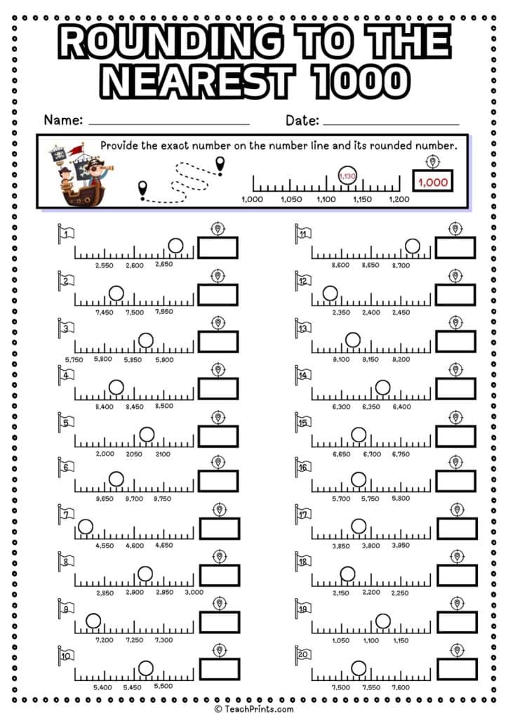 Free Rounding to the Nearest 1000 Worksheets - Teach Prints