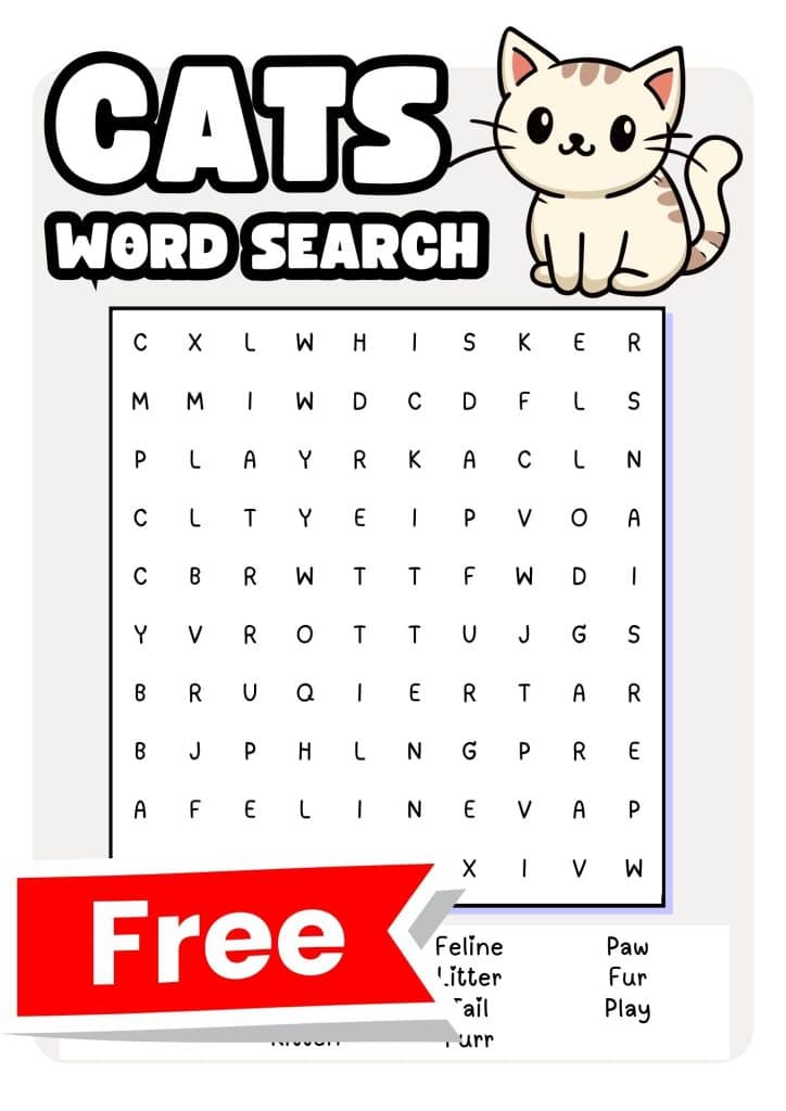 Cats Word Searches (Free to Print) - Teach Prints