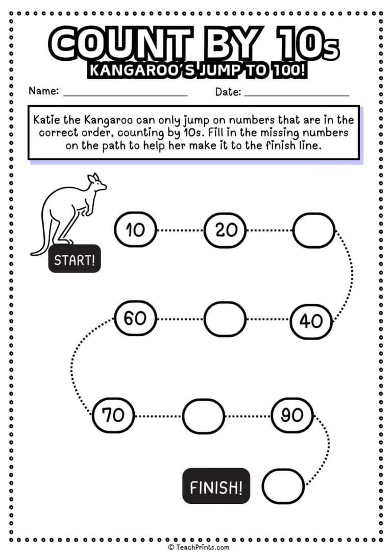 Free Count by 10s Worksheets - Teach Prints