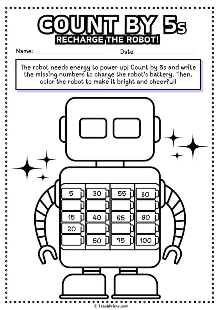 Free Count by 5s Worksheets - Teach Prints