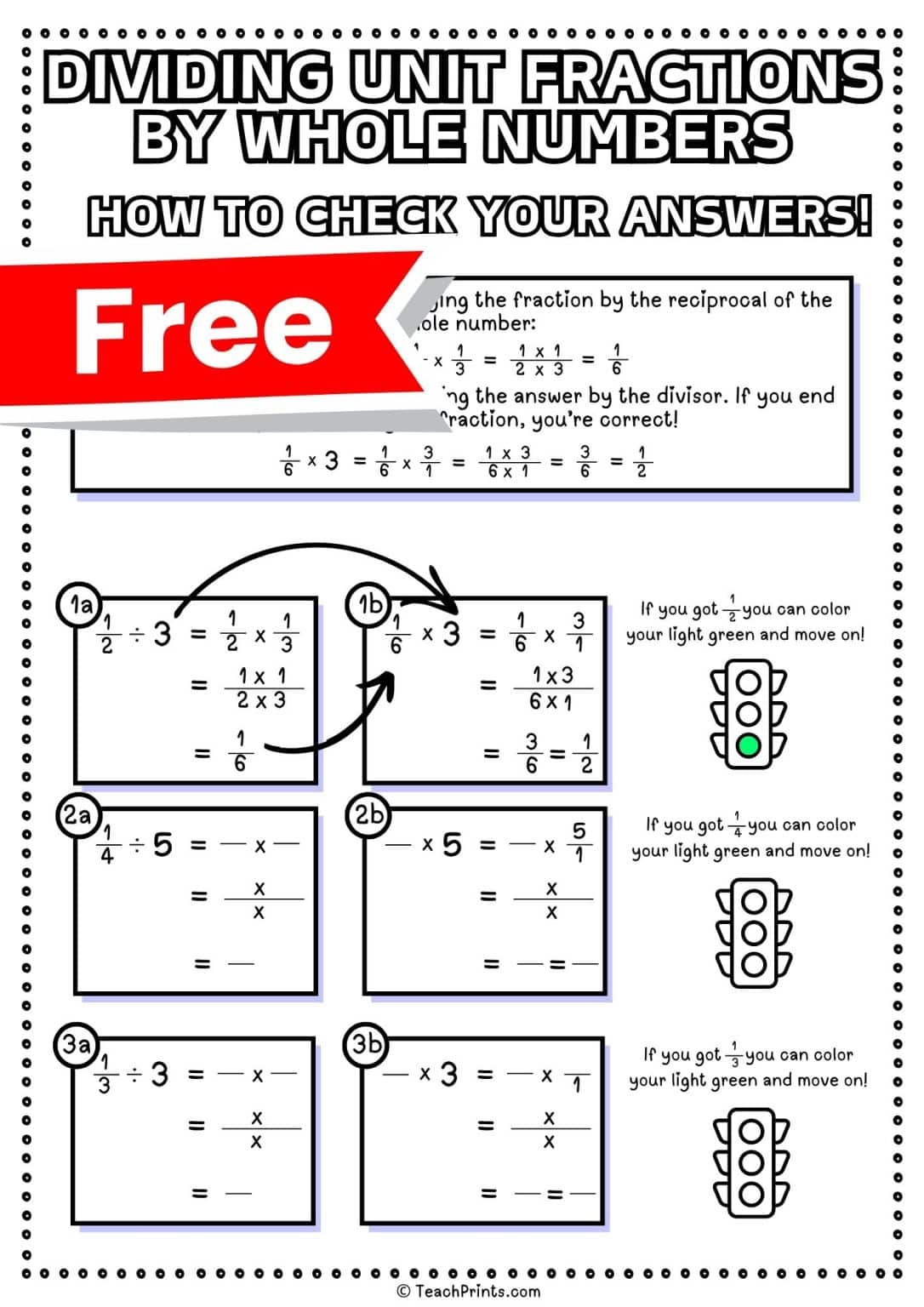 Dividing Unit Fractions by Whole Numbers Worksheets - Teach Prints