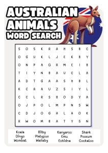 Australian Animals Word Searches (Free to Print!) - Teach Prints