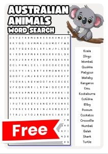 Australian Animals Word Searches (Free to Print!) - Teach Prints