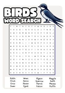 Birds Word Searches (Free to Print!) - Teach Prints