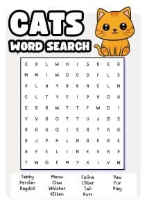 Cats Word Searches (Free to Print) - Teach Prints