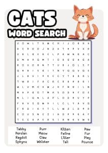 Cats Word Searches (Free to Print) - Teach Prints