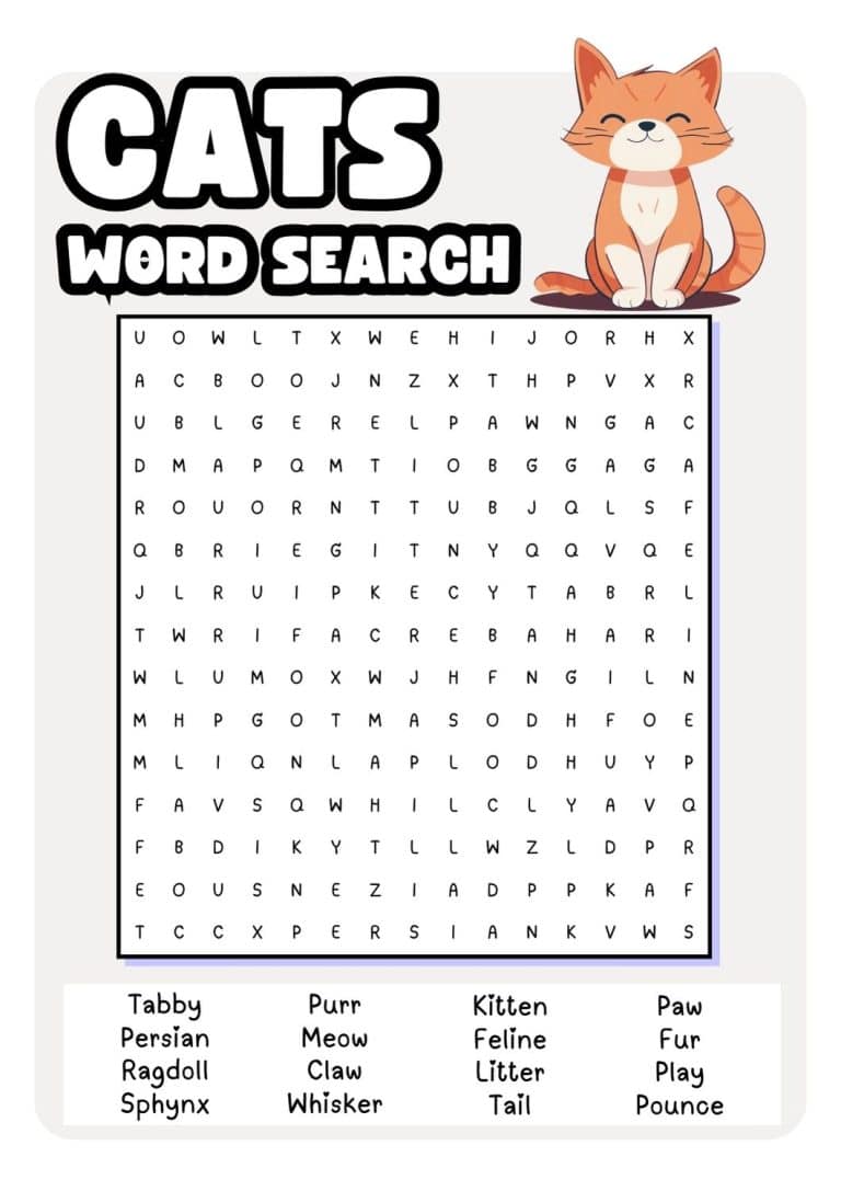 Cats Word Searches (Free to Print) - Teach Prints