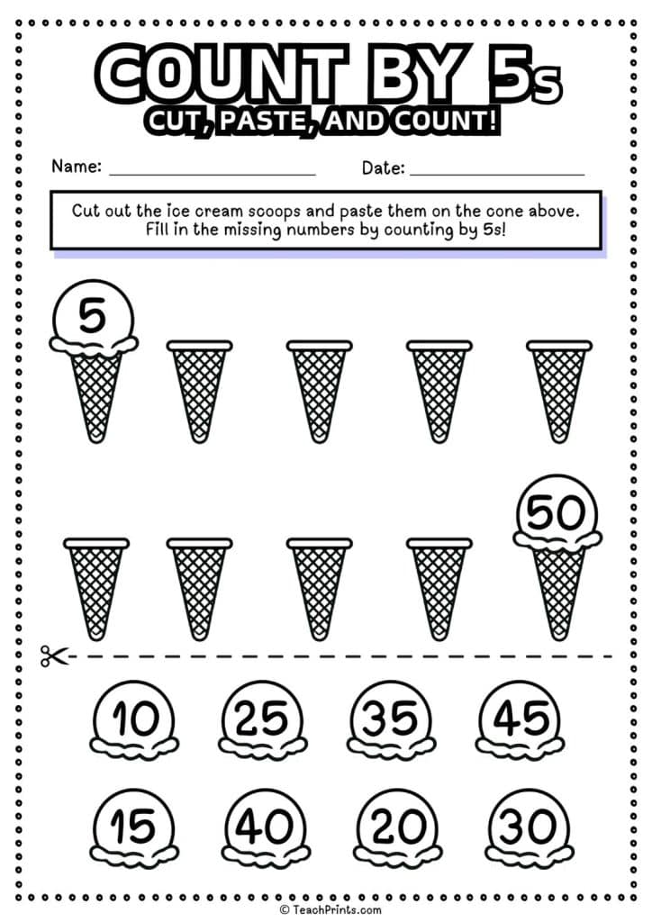Free Count by 5s Worksheets - Teach Prints