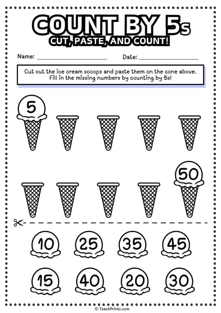 Free Count by 5s Worksheets - Teach Prints