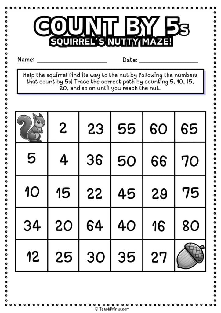Free Count by 5s Worksheets - Teach Prints