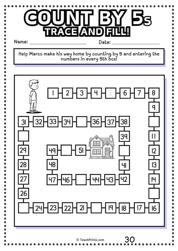 Free Count by 5s Worksheets - Teach Prints