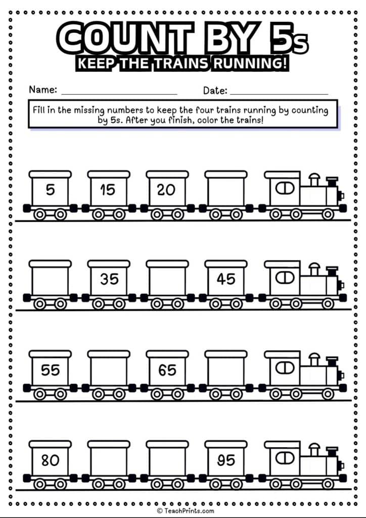 Free Count by 5s Worksheets - Teach Prints