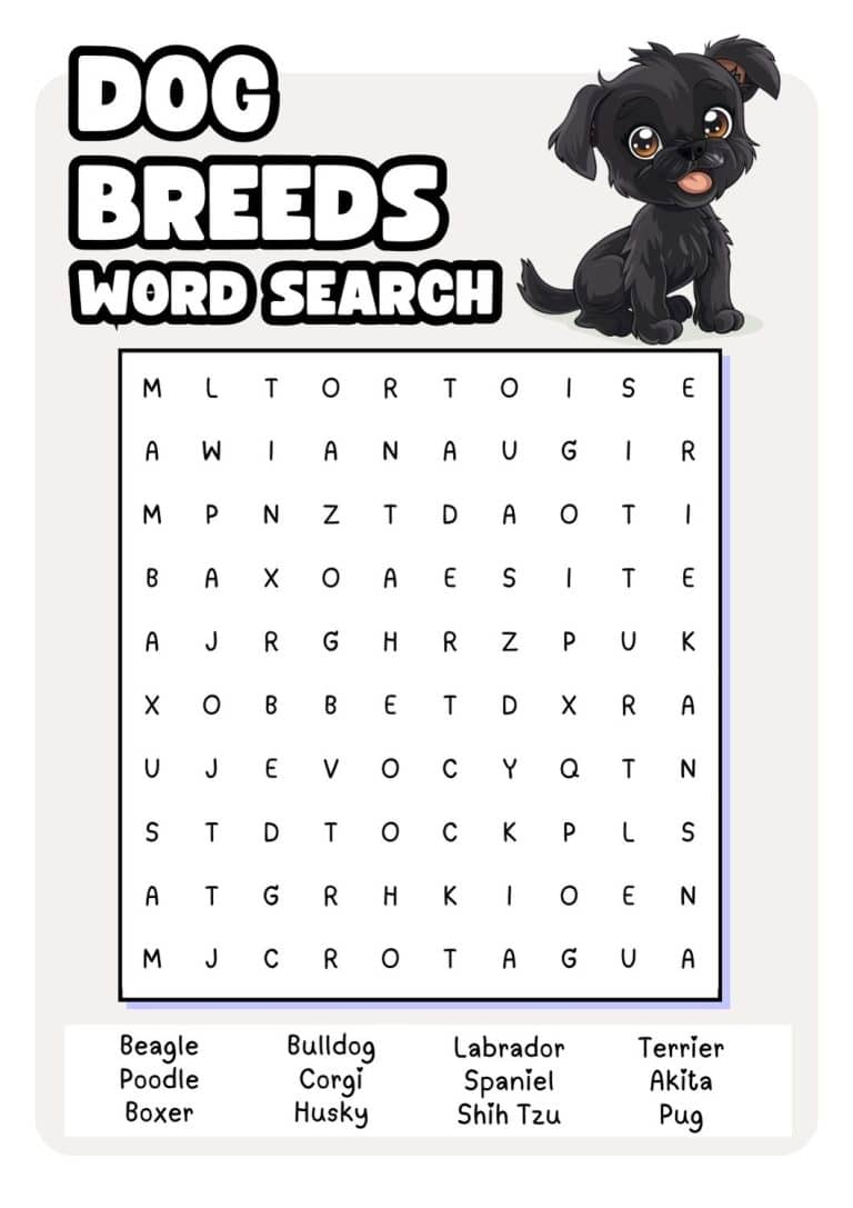 Dogs Word Searches (Free to Print!) - Teach Prints